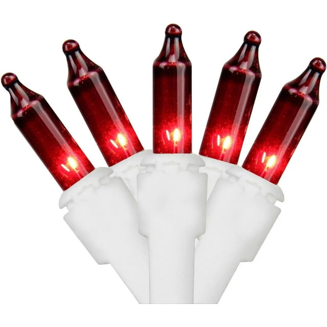 Red Christmas Lights White Wire - 100 Count Red Lights String - 24 Ft ...