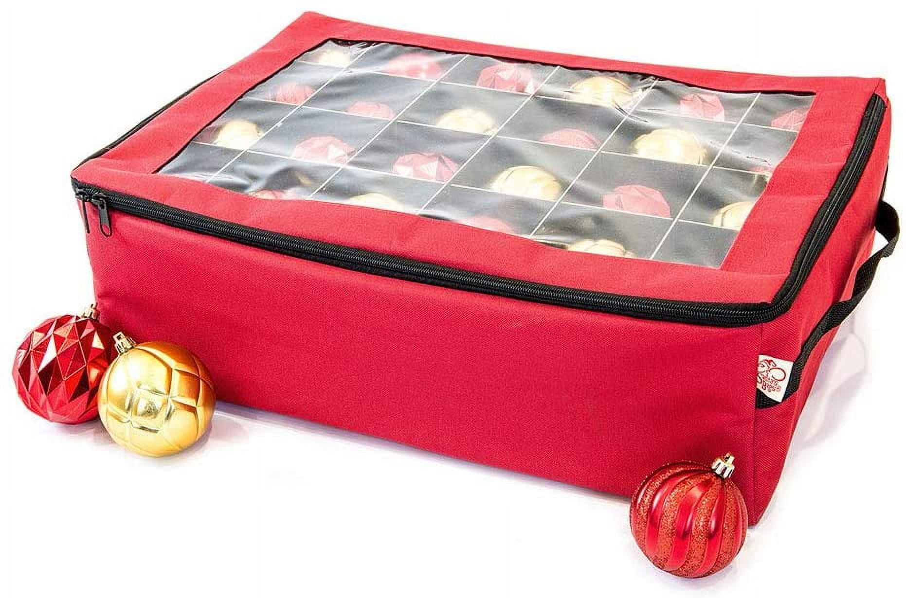 [Red Christmas Ornament Storage Box with Dividers] - (Holds 48 ...