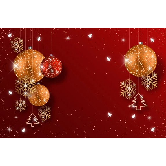 Red Christmas Photography Background Glitter Dot Tree Ball Baby Winter ...