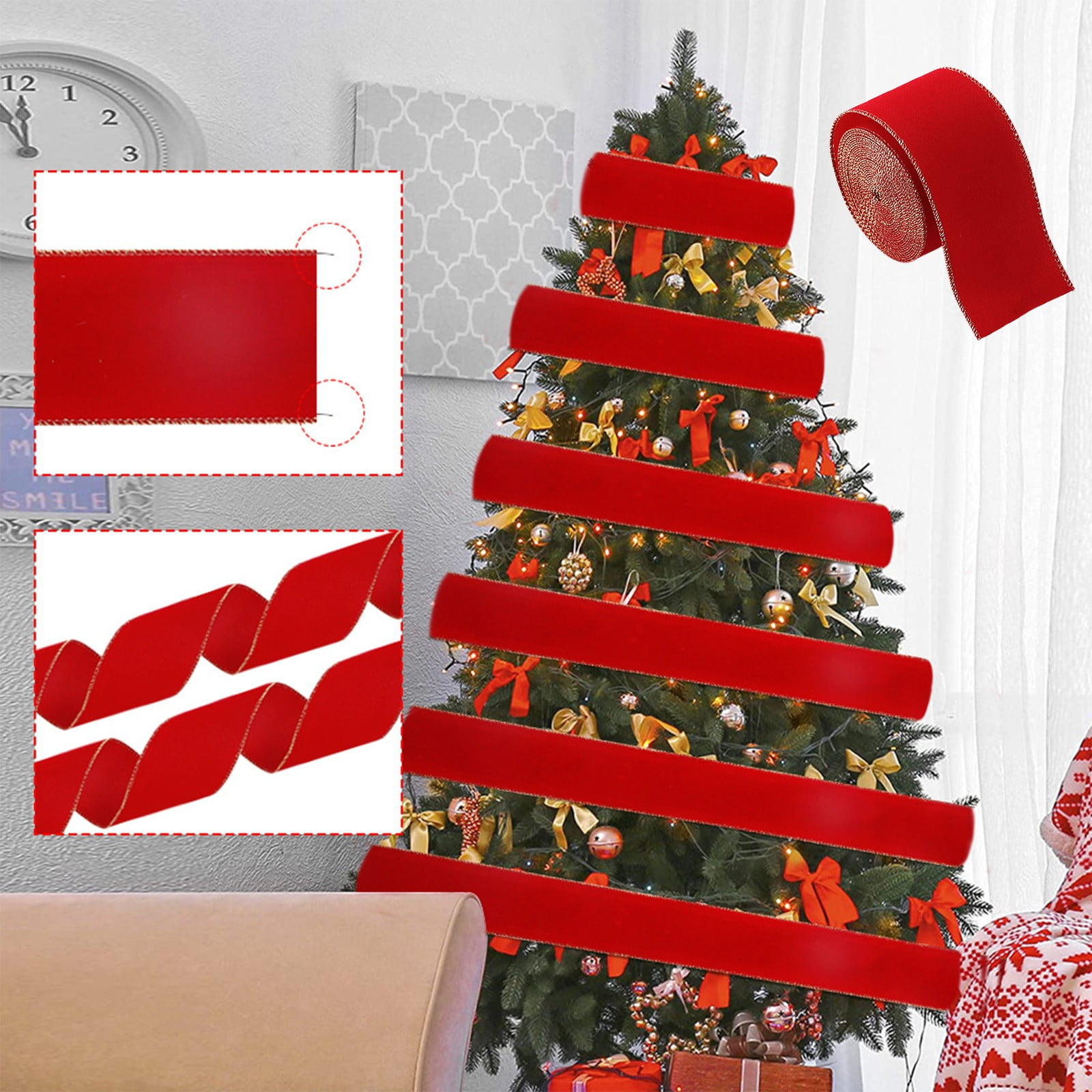 Red Christmas Ribbon Bows for Tree Decorations & Gift Wrapping ...