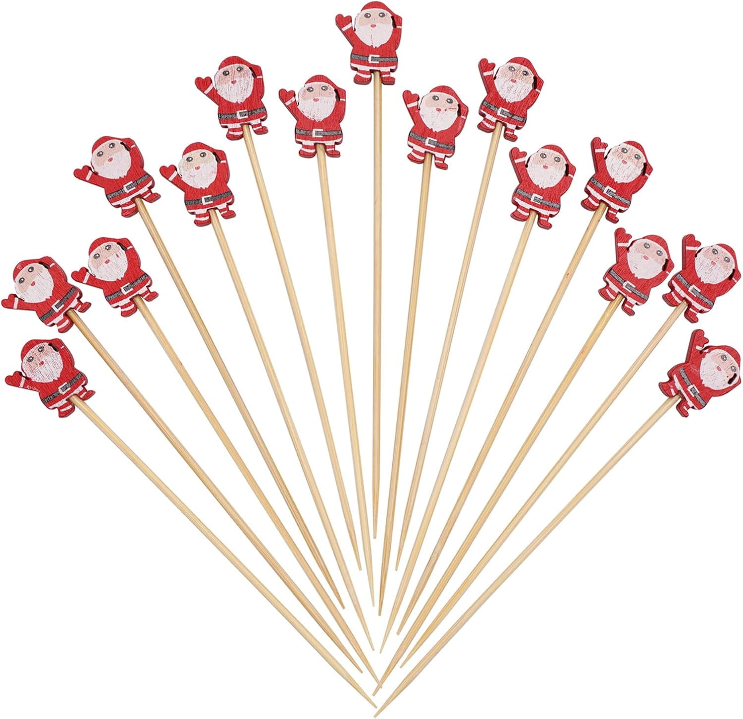 Red Christmas Santa Hat Cocktail Picks, 5 Inch Long Bamboo Fancy ...
