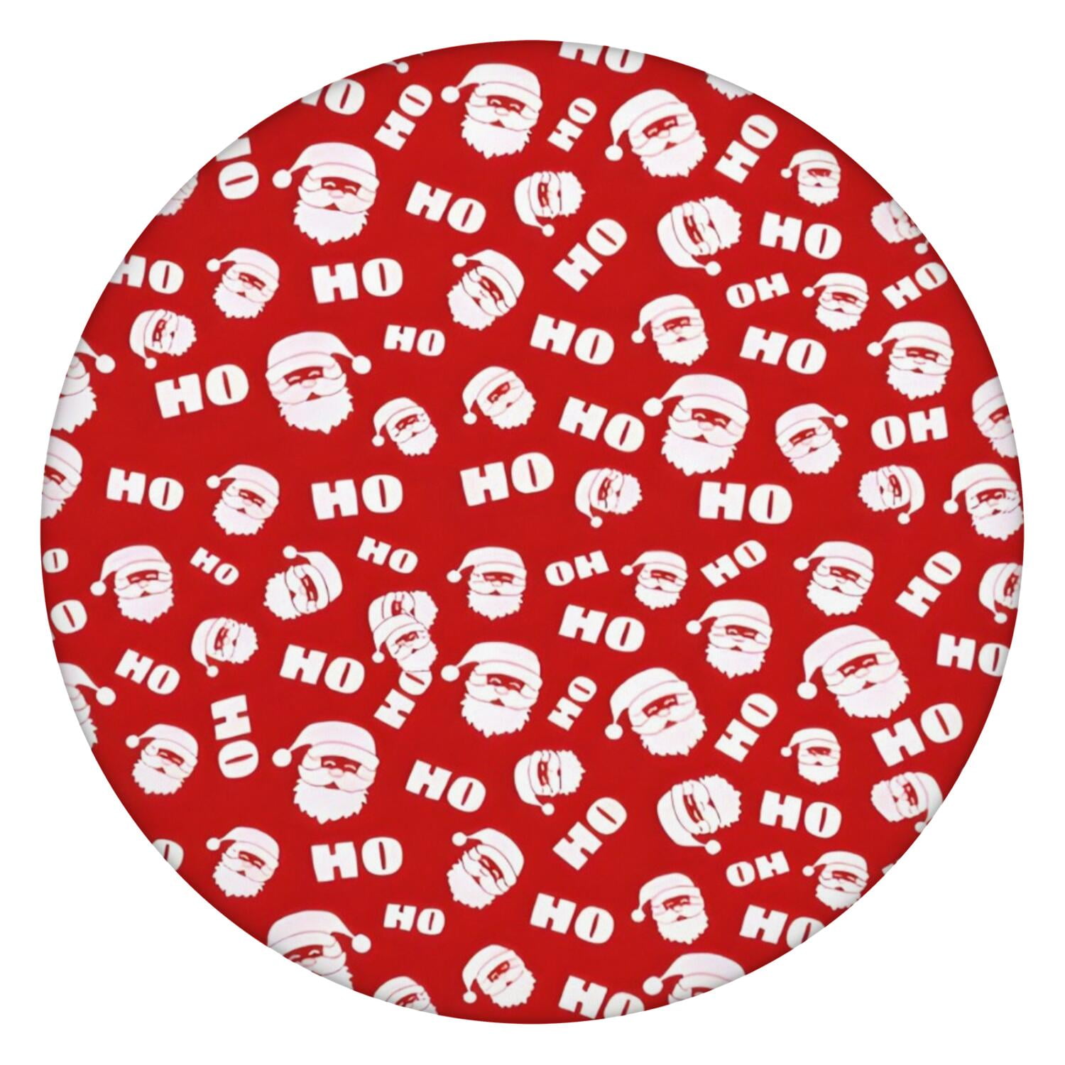 Red Christmas Santa Pattern Round Fitted Tablecloth with Elastic Edge ...