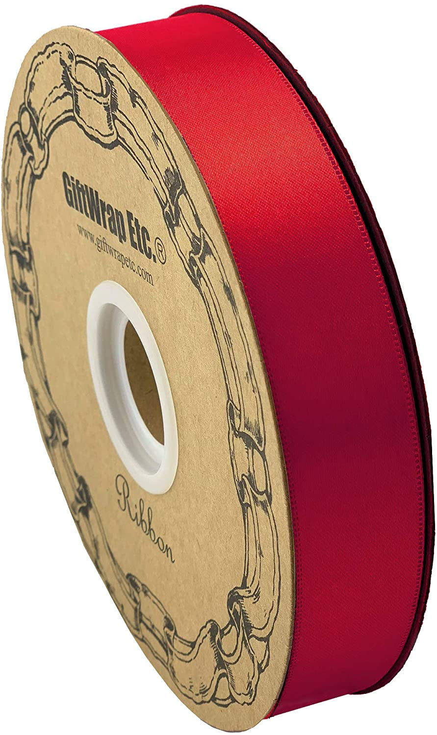 Red Christmas Satin Fabric Ribbon - 1" x 100 Yards, Wreath, Valentine's ...