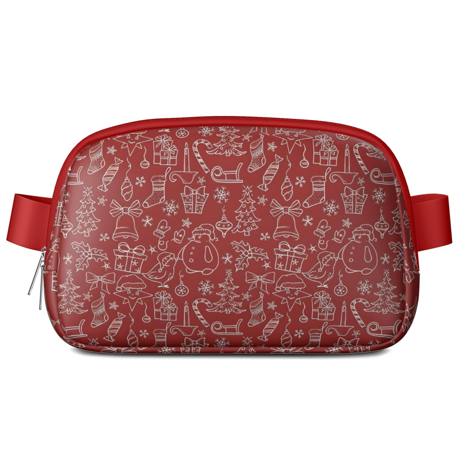 Red Christmas Scene Pattern Cute Fanny Packs for Women,Travel ...