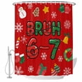 Red Christmas Shower Curtain Set - 48" x 72" Washable Bathtub Curtain ...