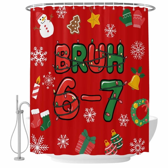Red Christmas Shower Curtain Set - 48" x 72" Washable Bathtub Curtain ...
