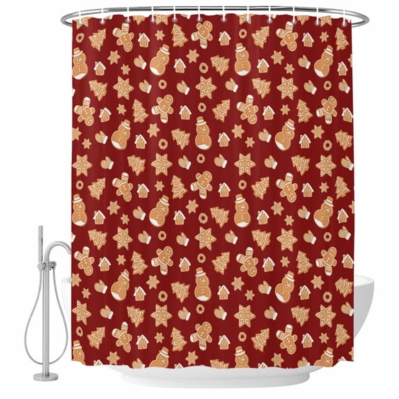 Red Christmas Shower Curtain Set - Small 36" x 72" Washable Bathtub ...