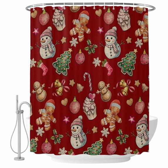 Red Christmas Shower Curtain Set - Small 36" x 72" Washable Bathtub ...