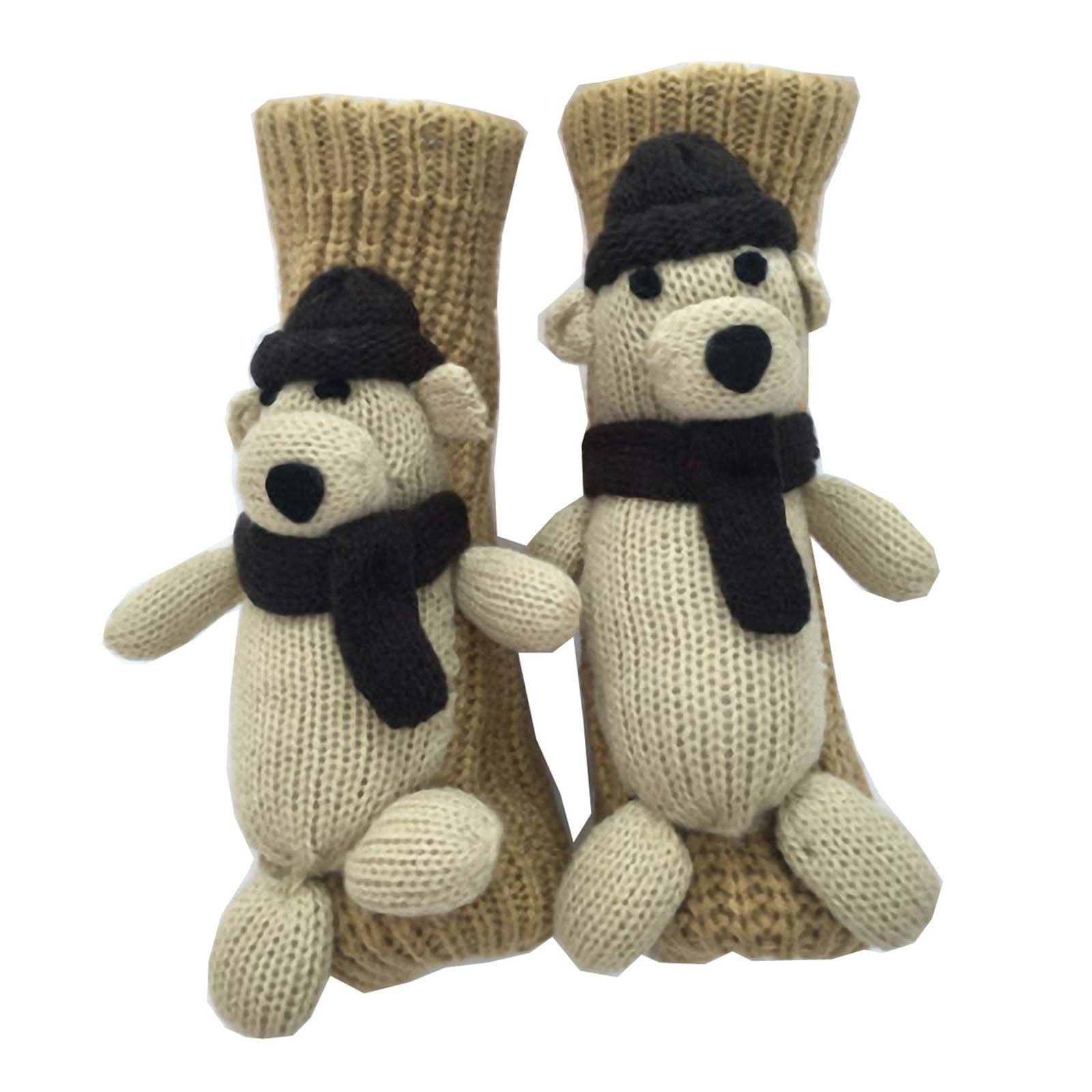 Red Christmas Sleep Floor Socks With Three Dimensional Wool Design For ...