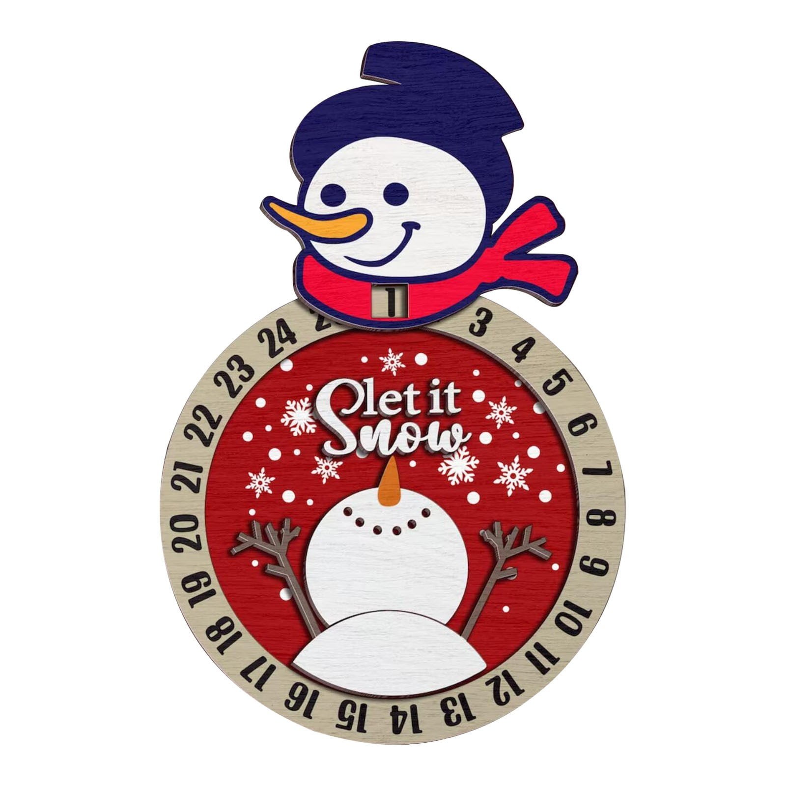 Red Christmas Snow Man Countdown Table Decoration Cute Decoration ...
