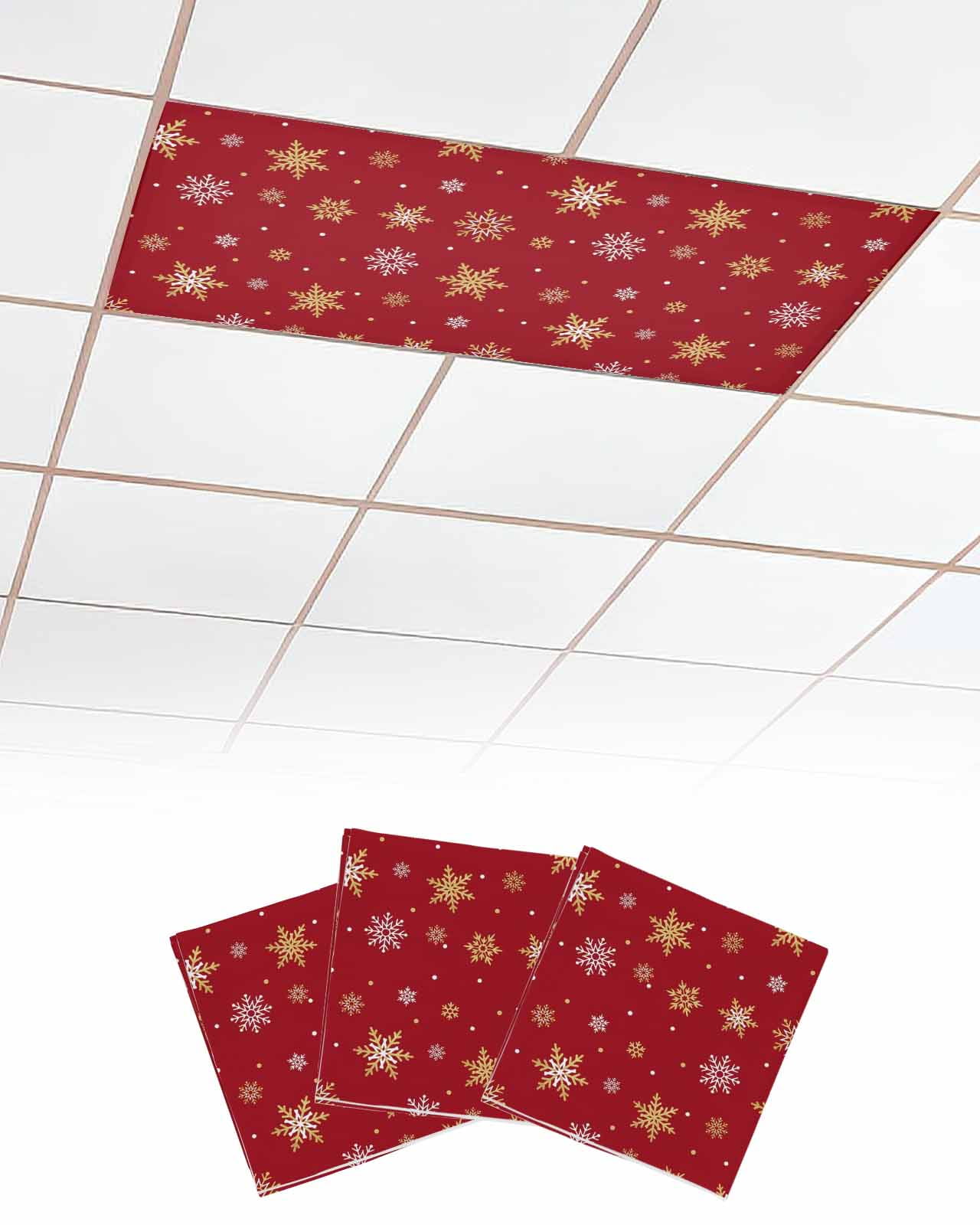 Red Christmas Snowflake Fluorescent Light Covers for Ceiling Lights 4x2 ...