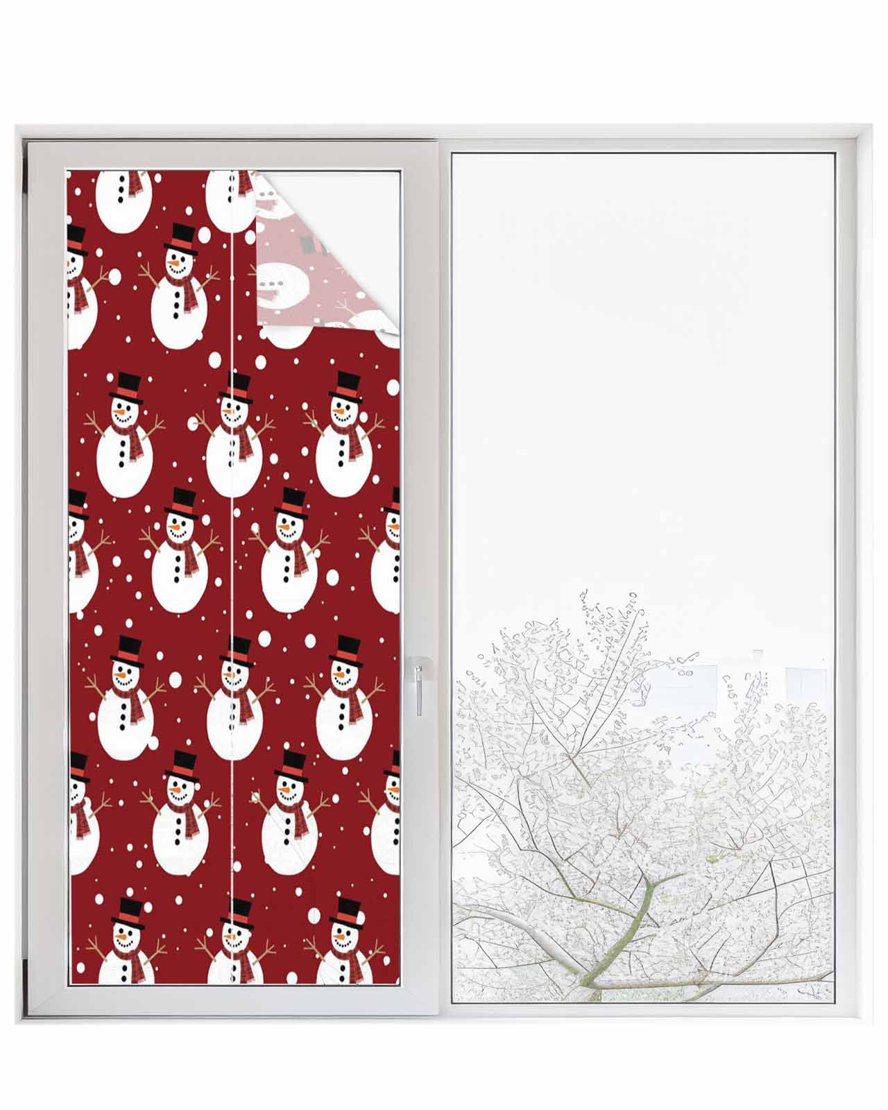 Red Christmas Snowman Window Privacy Film Stained Glass Window Film ...