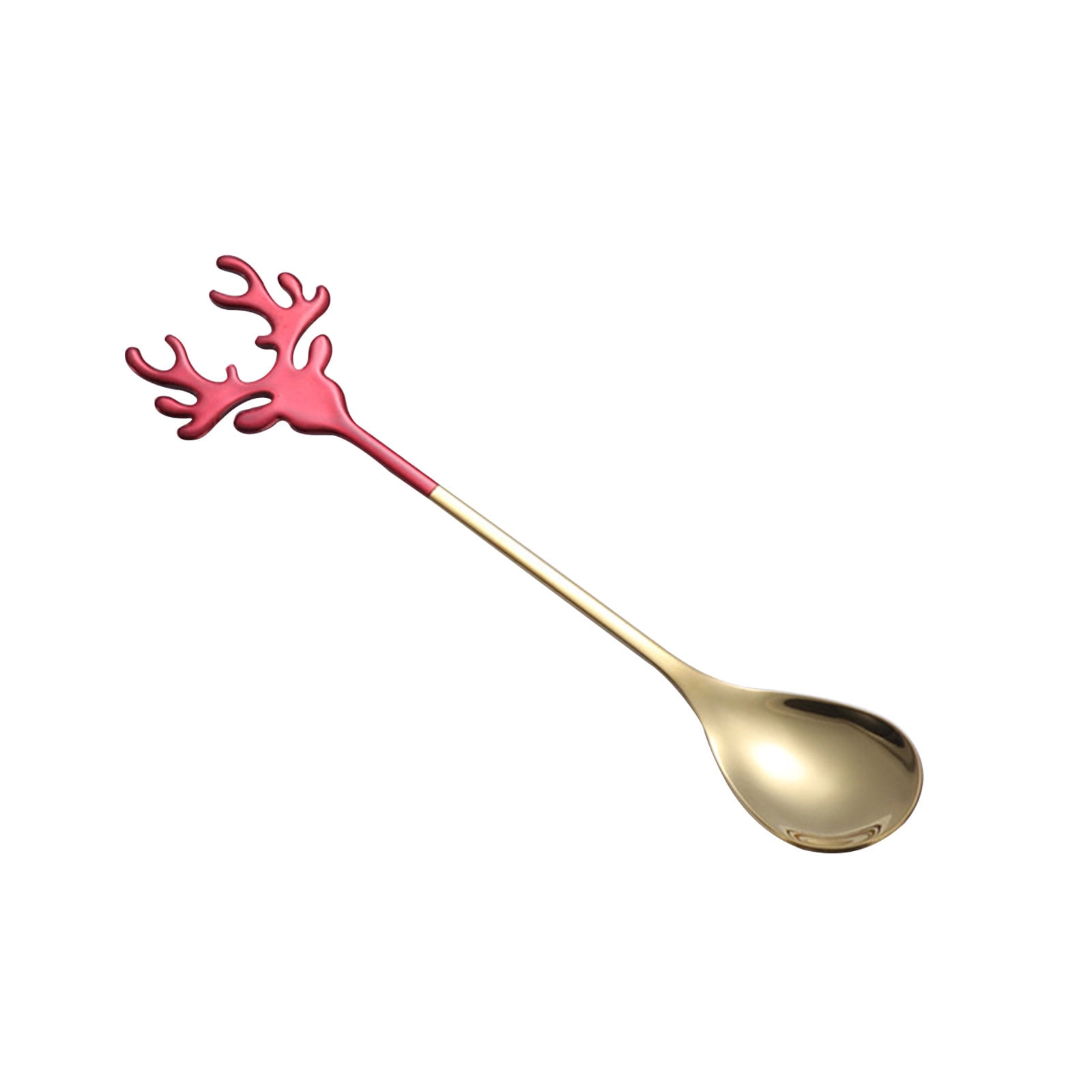 Red Christmas Stainless Steel Spoon, 14X3.5Cm Reindeer Design Coffee ...