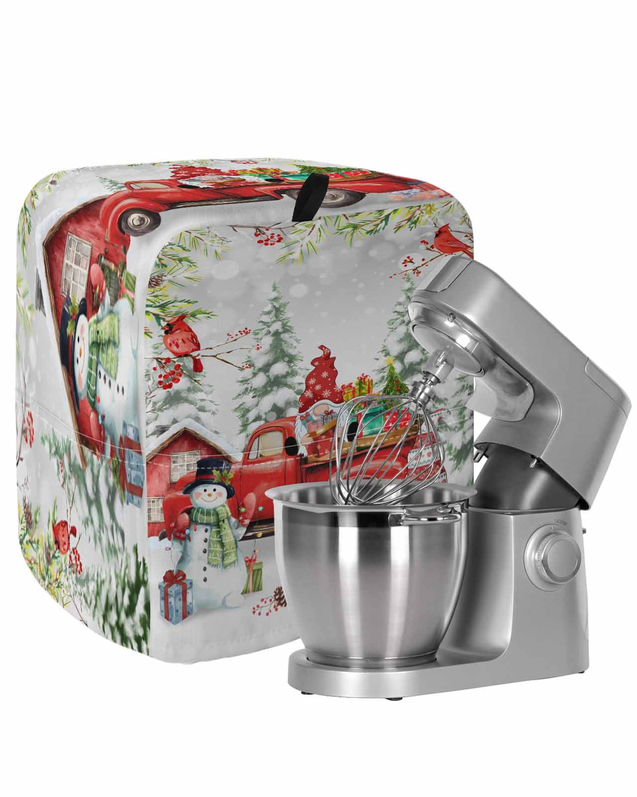 Red Christmas Stand Mixer Dust Cover with Storage Pocket & Handles ...