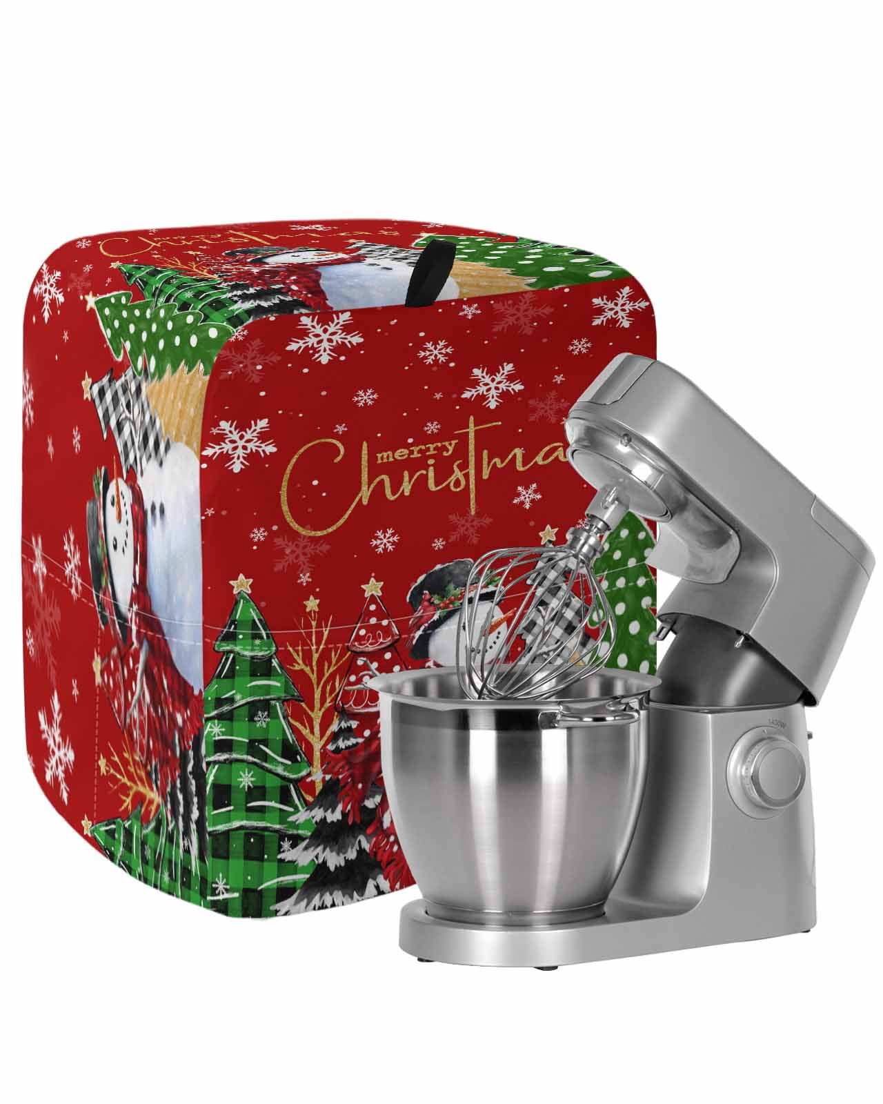 Red Christmas Stand Mixer Dust Cover with Storage Pocket & Handles ...