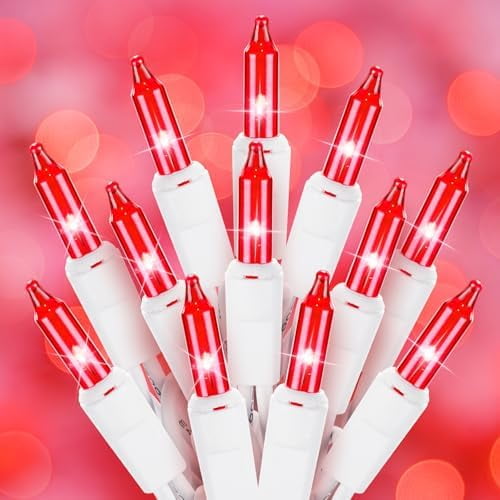 Red Christmas String Lights, 50 Count 12 Feet Incandescent Bulb Mini ...
