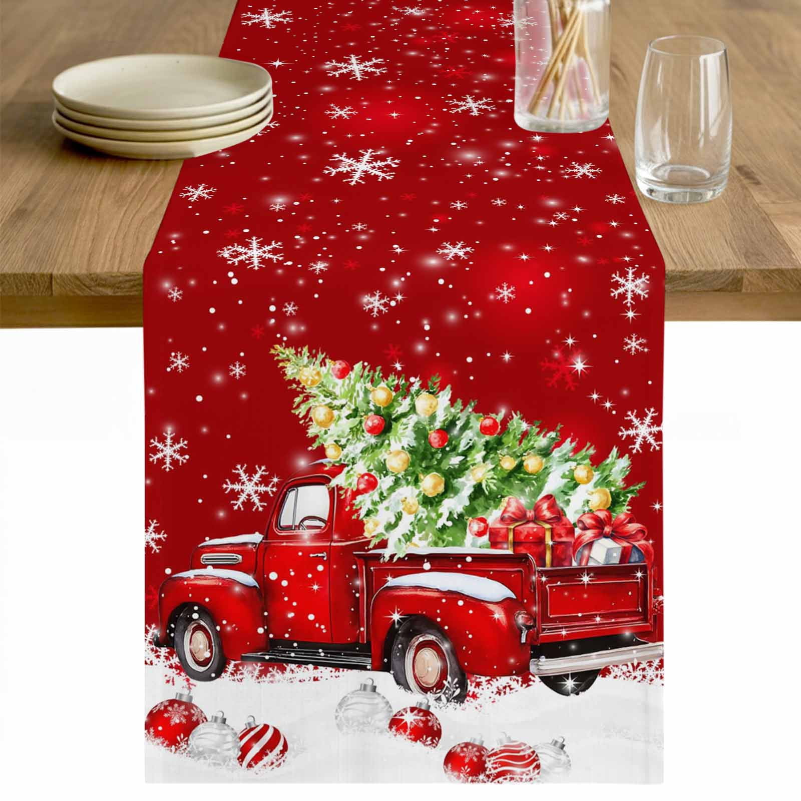 Red Christmas Table Runner 90 Inches Long Farmhouse Dress Scarves ...