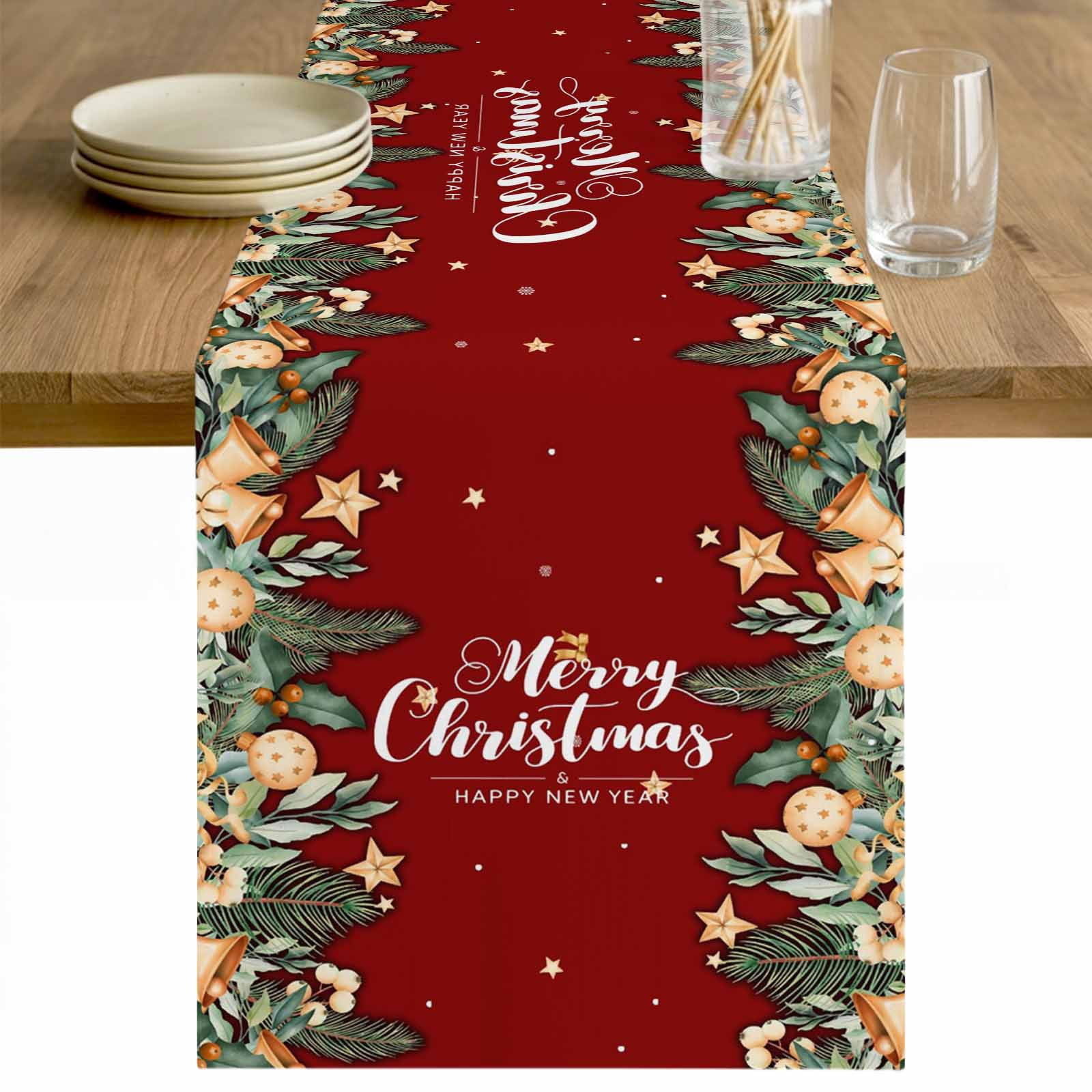 Red Christmas Table Runner 90 Inches Long Farmhouse Dress Scarves, Xmas ...