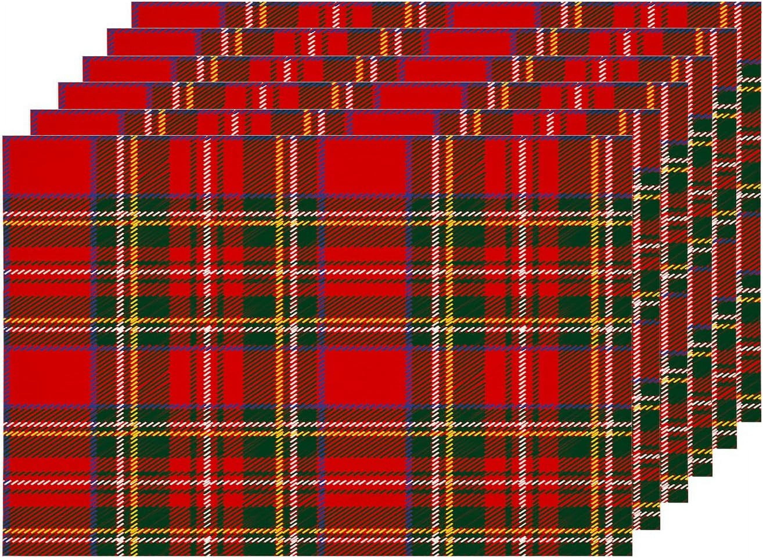 Red Christmas Tartan Placemats, Green Christmas Plaid Checkered Table ...