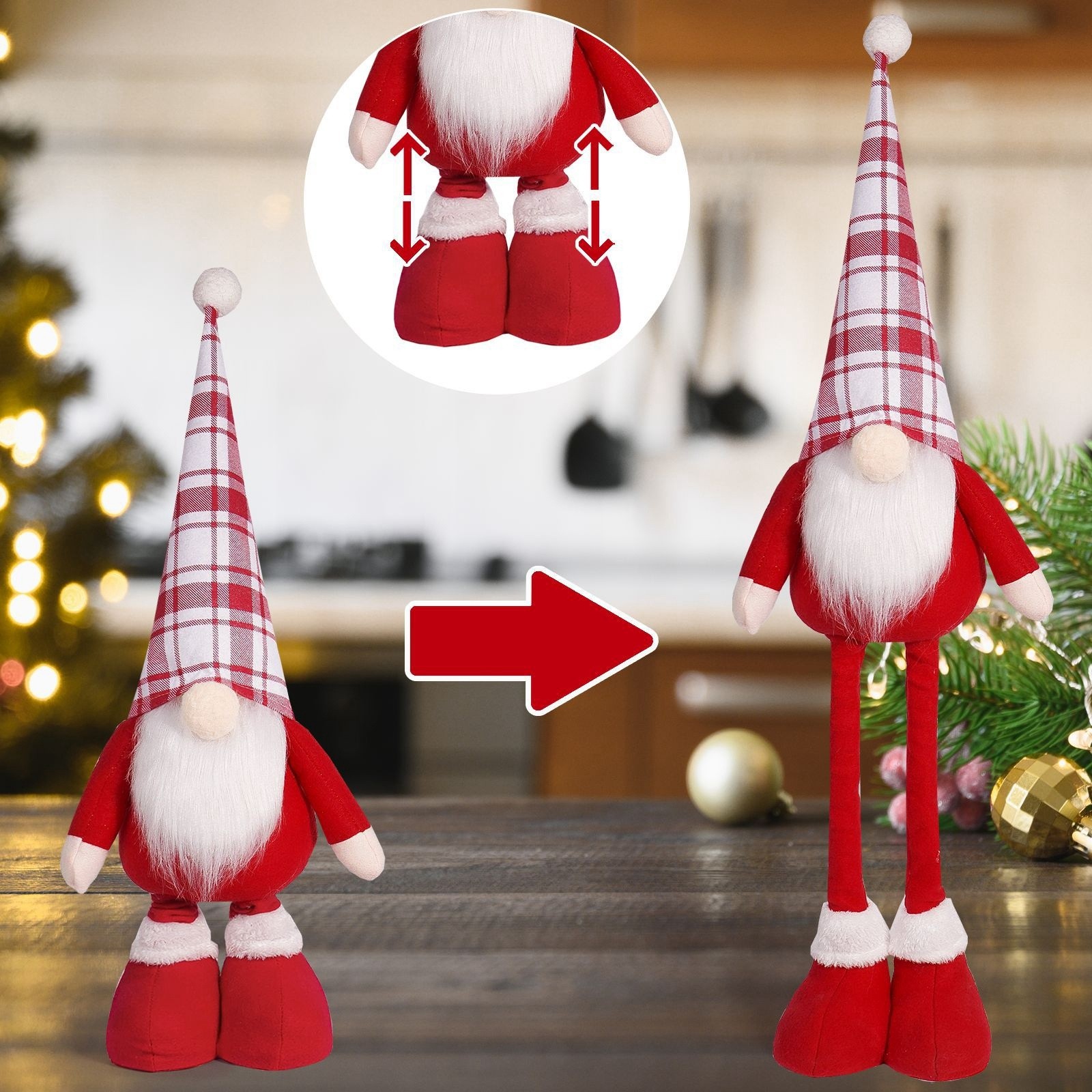 Red Christmas Telescopic Reindeer Dolls Long-Leg Design, Festive For ...