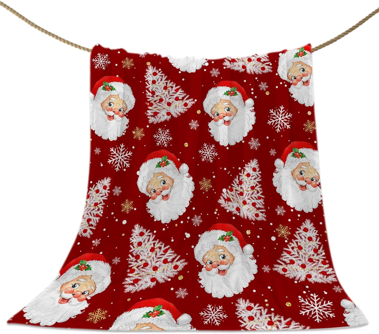 Red Christmas Throw Blankets, Santa Claus Merry Christmas Tree Soft ...