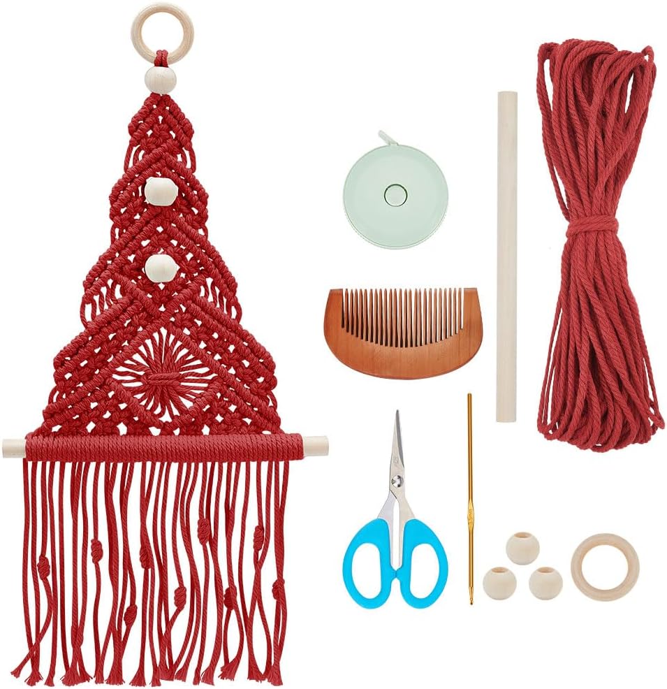 Red Christmas Tree Macrame Kit Winter DIY Macrame Kit for Adult ...