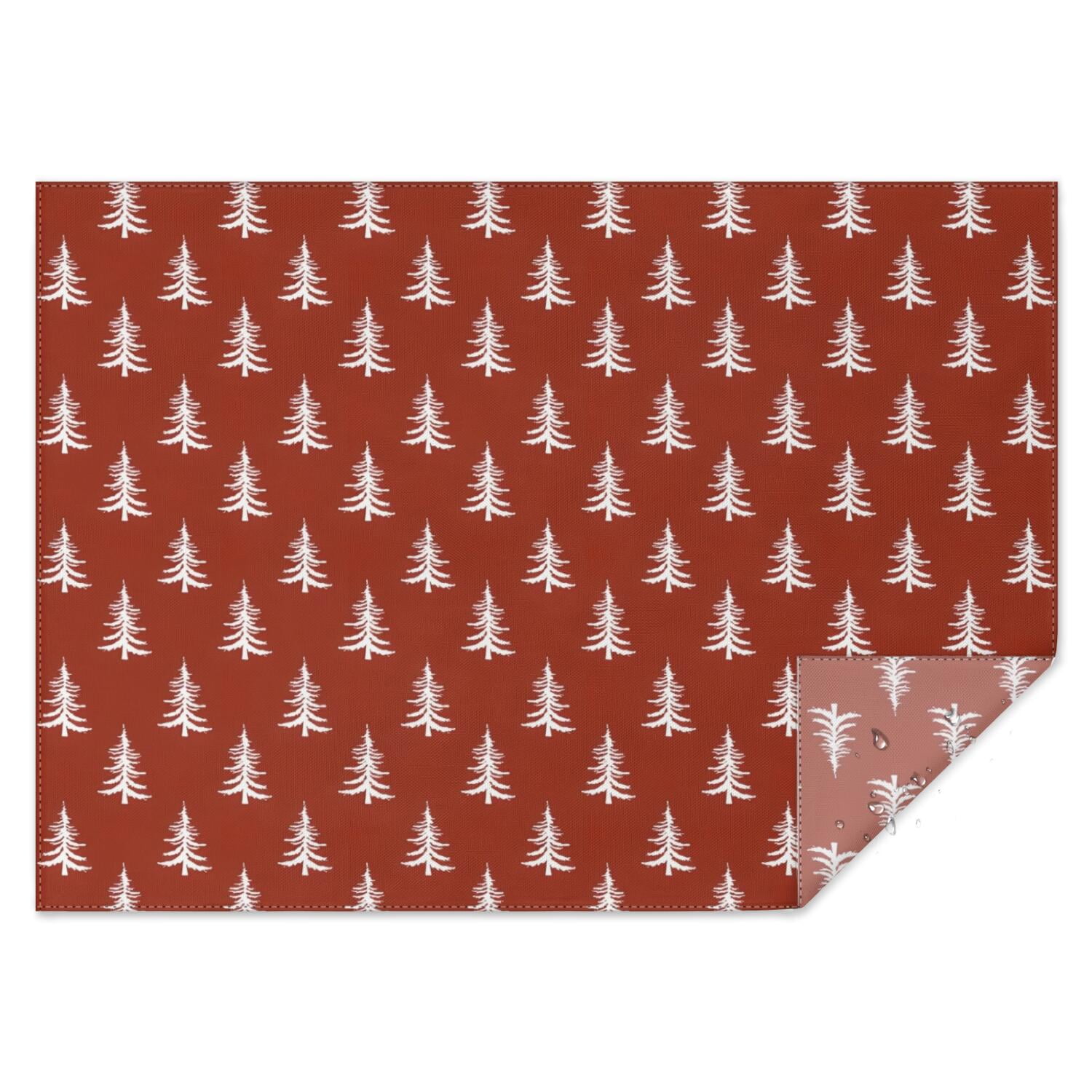 Red Christmas Tree Pattern Rectangle Tablecloth 60"x84",Waterproof ...