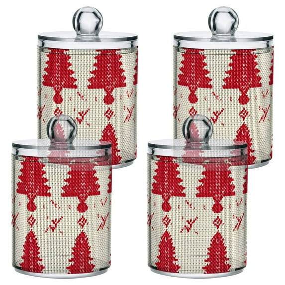 Red Christmas Tree Pattern Translucent Plastic Cans Storage Canisters ...