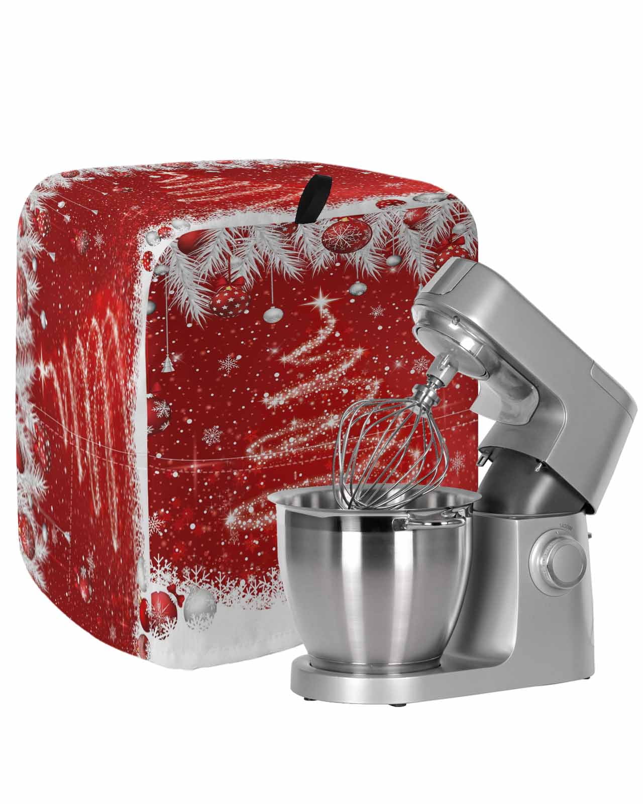Red Christmas Tree Stand Mixer Dust Cover with Storage Pocket & Handles ...