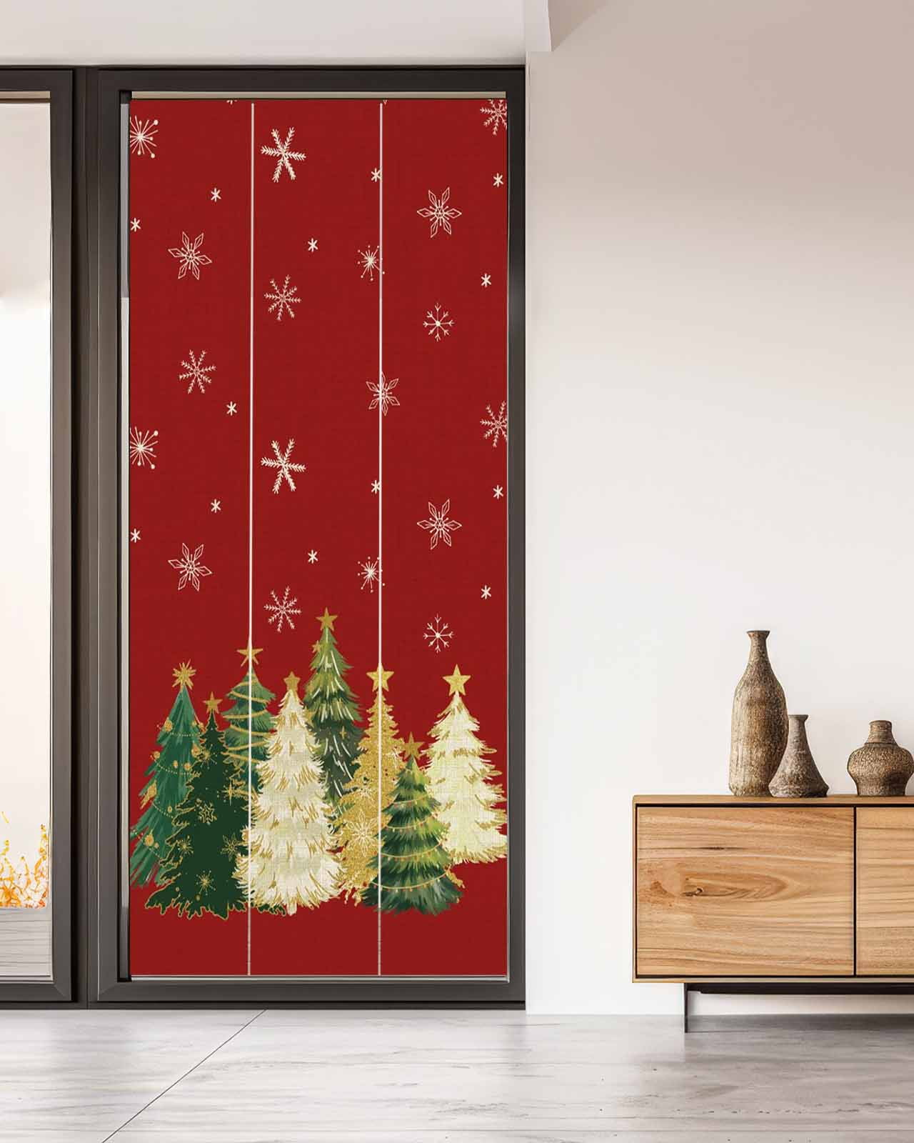 Red Christmas Tree Window Privacy Film Stained Glass Window Film ...