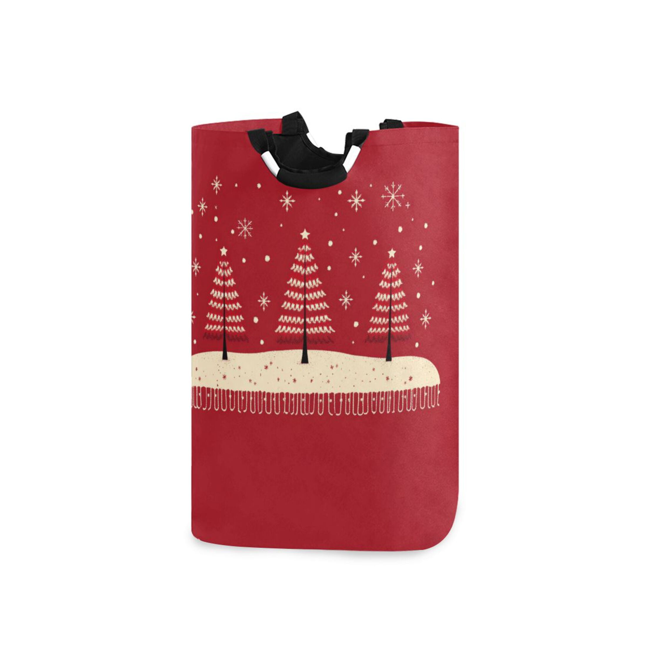 Red Christmas Trees Laundry Basket with Handles Foldable Laundry Hamper ...