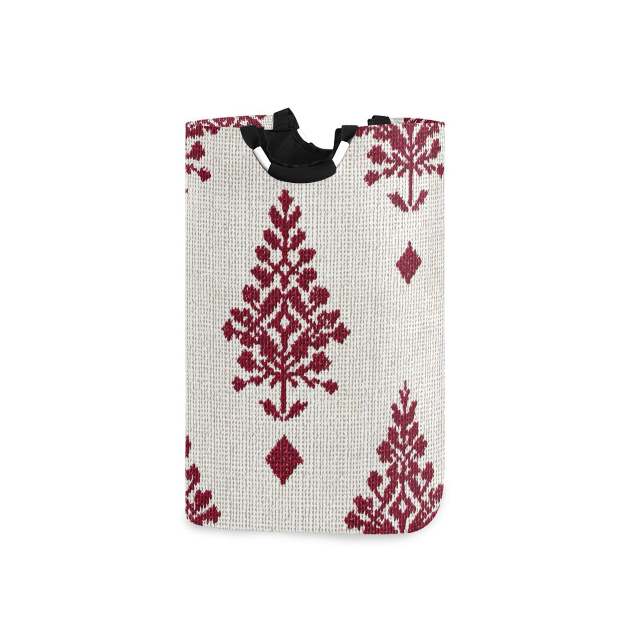 Red Christmas Trees Small Squares Laundry Basket with Handles Foldable ...