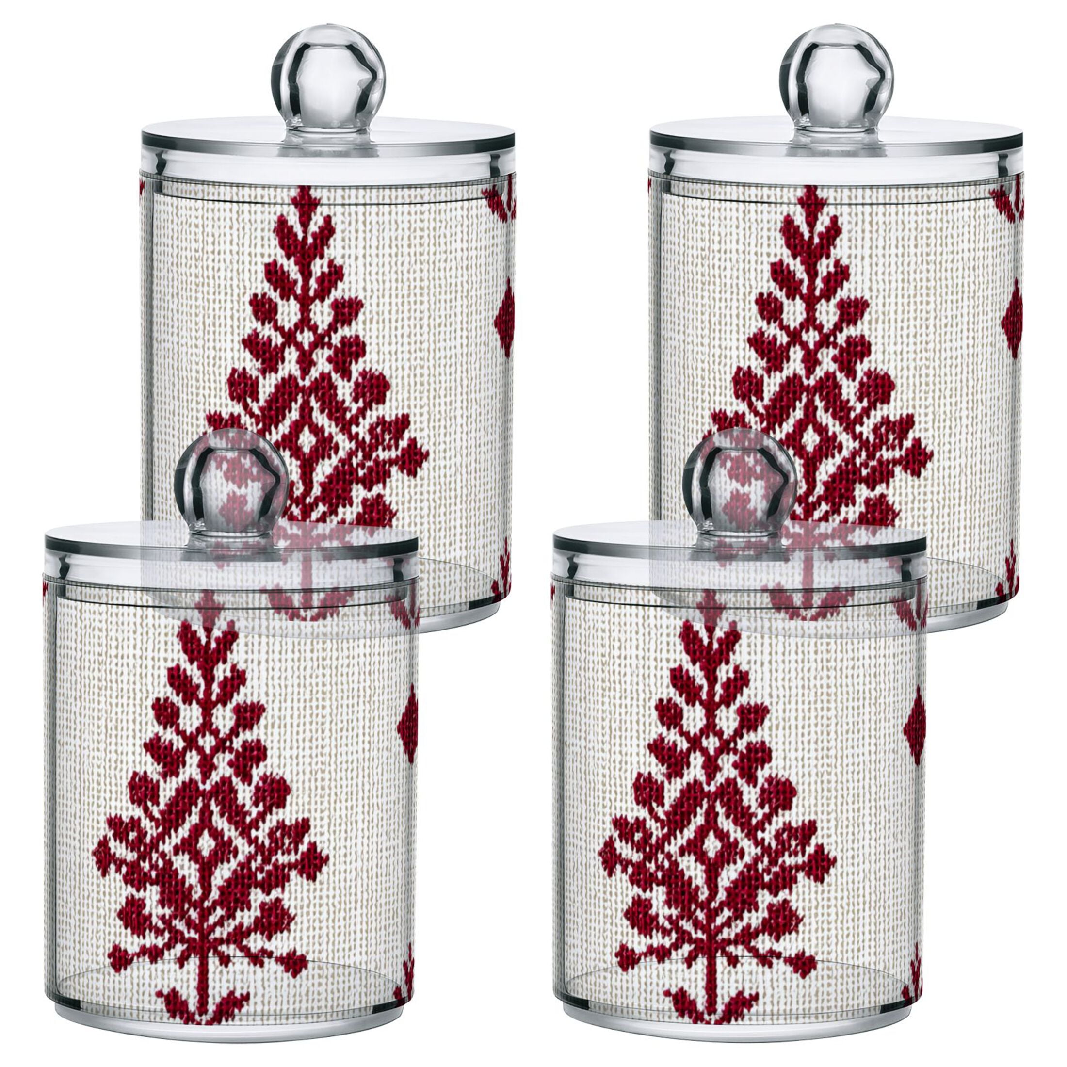 Red Christmas Trees Small Squares Translucent Plastic Cans Storage ...