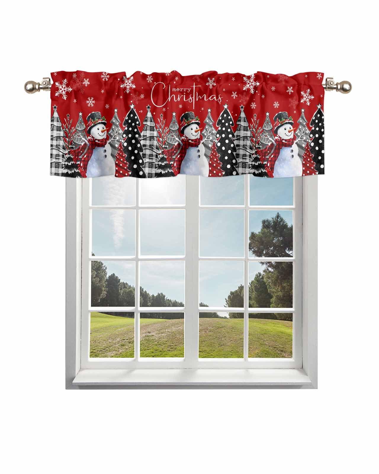 Red Christmas Valance Curtains for Living Room/Bedroom/Bathroom/Kitchen ...