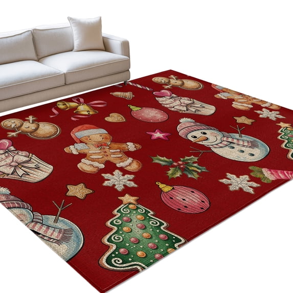 Red Christmas Washable Rug 4x6 Area Rug for Living Room Bedroom Non ...