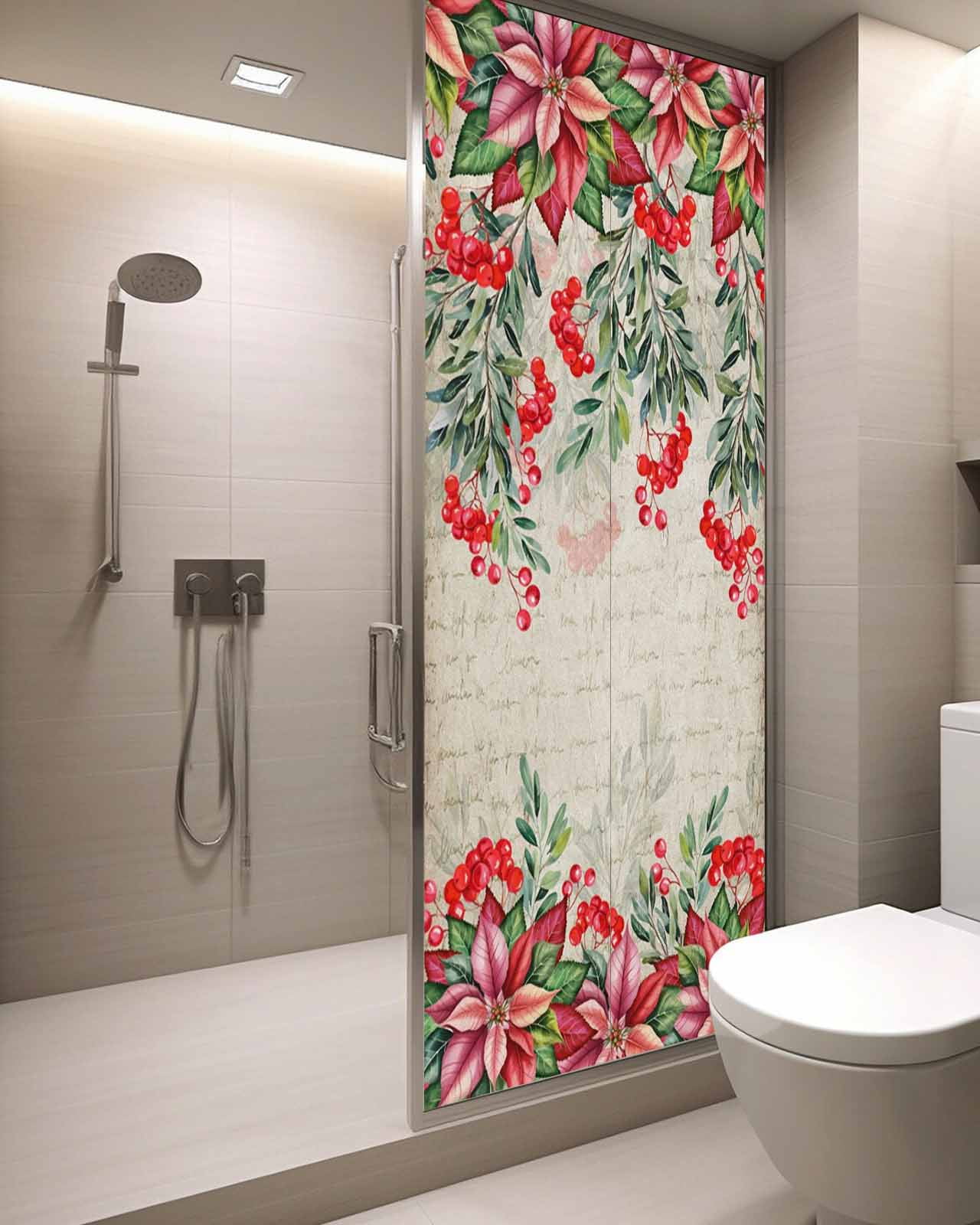 Red Christmas Window Privacy Film Stained Glass Window Film Decorative ...