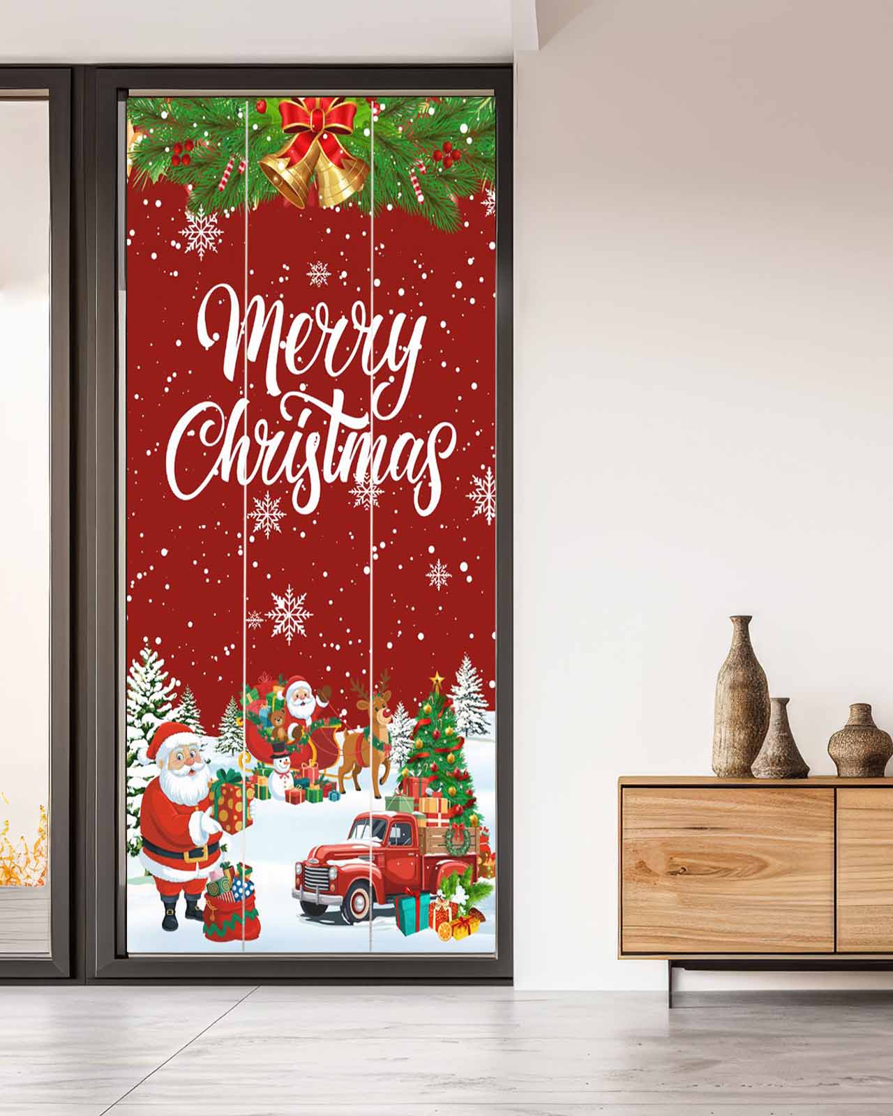 Red Christmas Window Privacy Film Stained Glass Window Film Decorative ...
