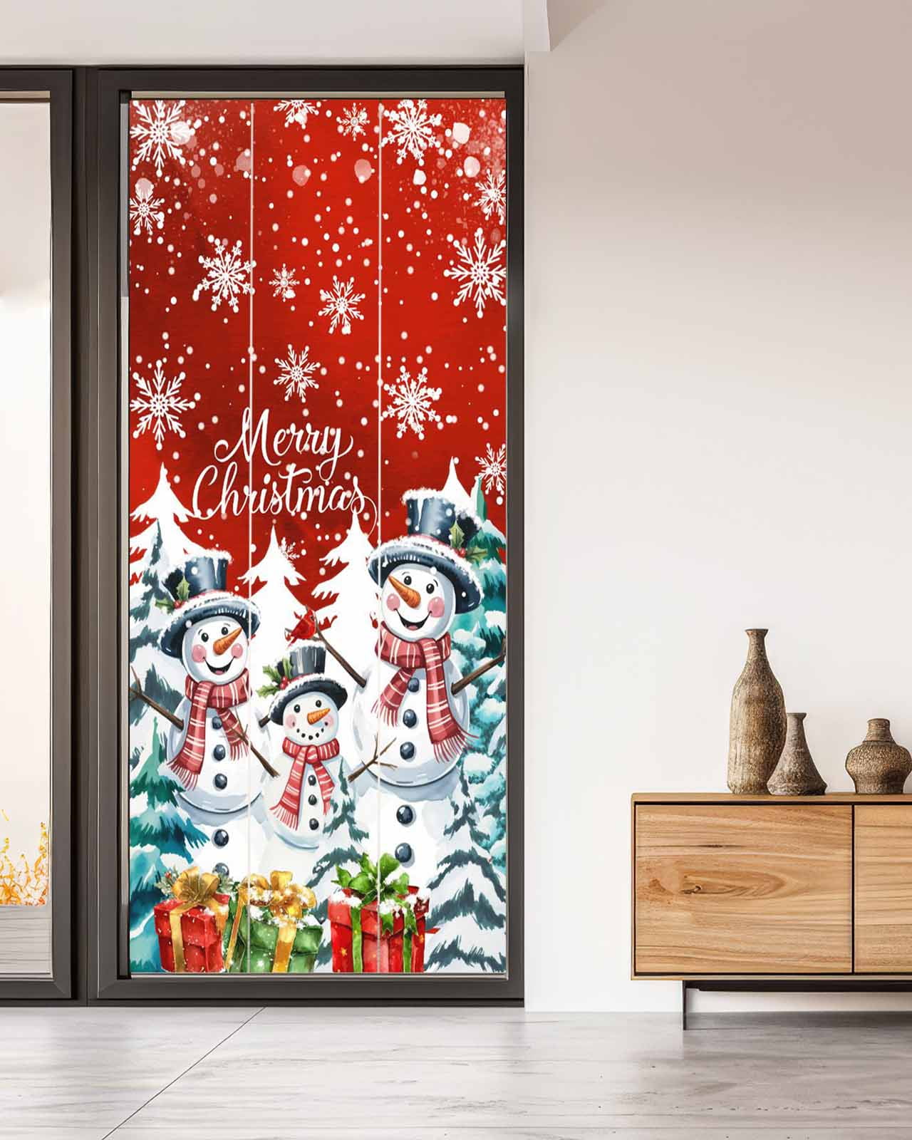 Red Christmas Window Privacy Film Stained Glass Window Film Decorative ...