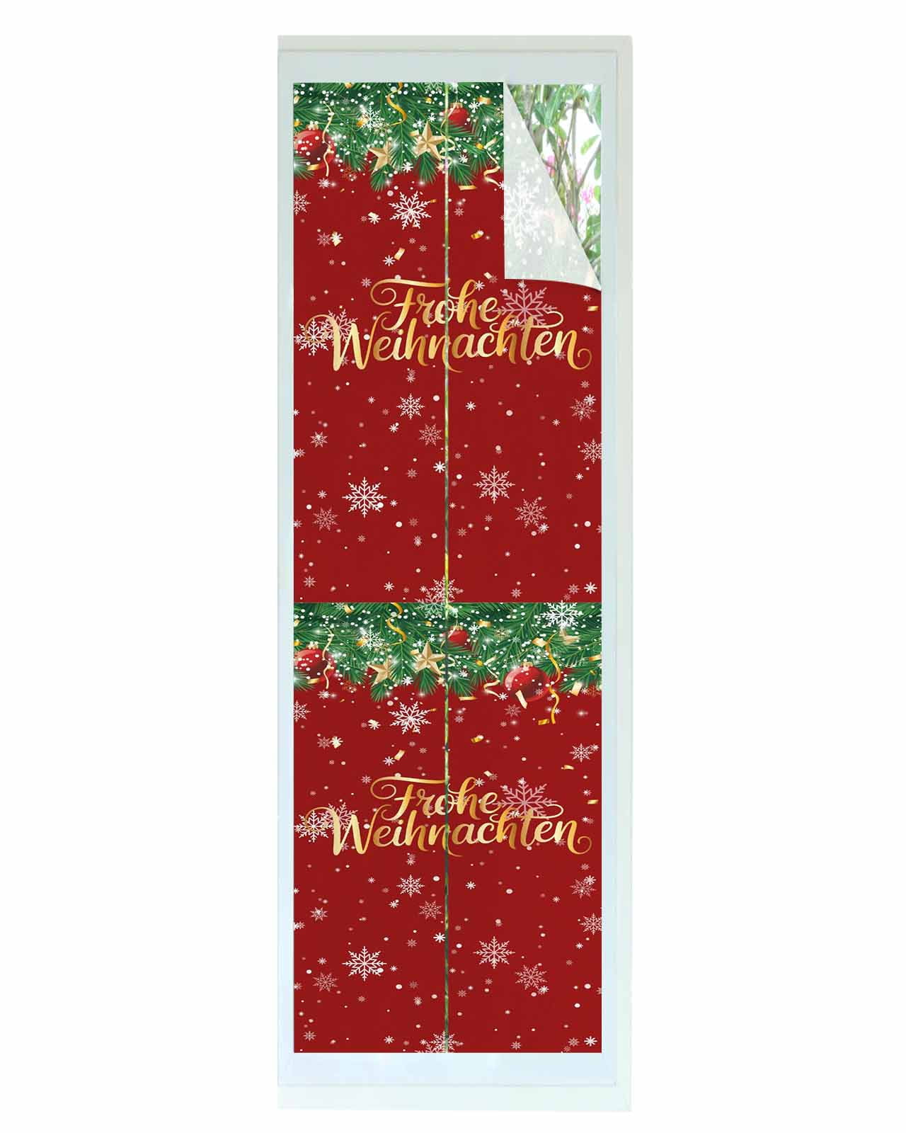 Red Christmas Window Privacy Film Stained Glass Window Film Decorative ...