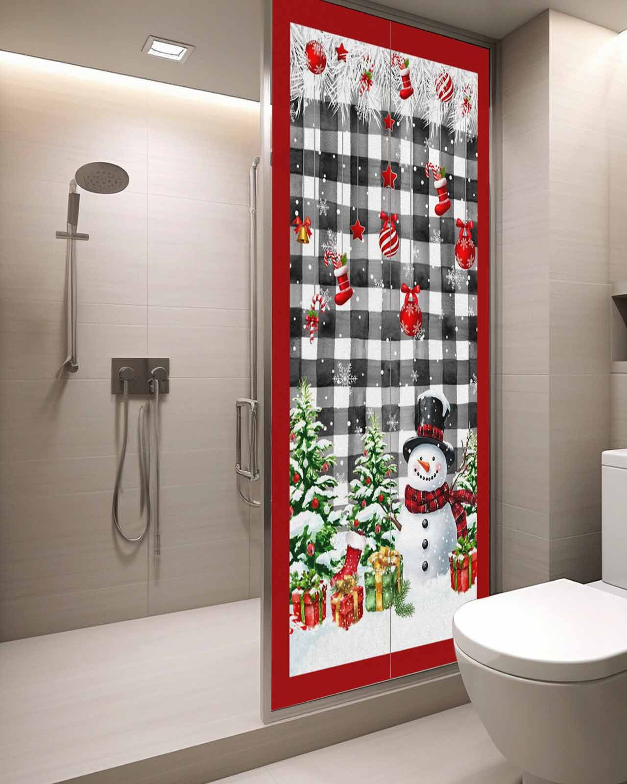 Red Christmas Window Privacy Film Stained Glass Window Film Decorative ...