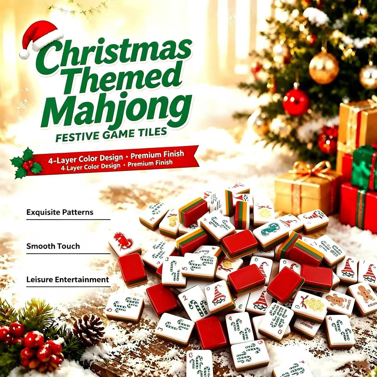 Red Christmas-themed American Mahjong Set - 160 pieces 4-layer Acrylic ...