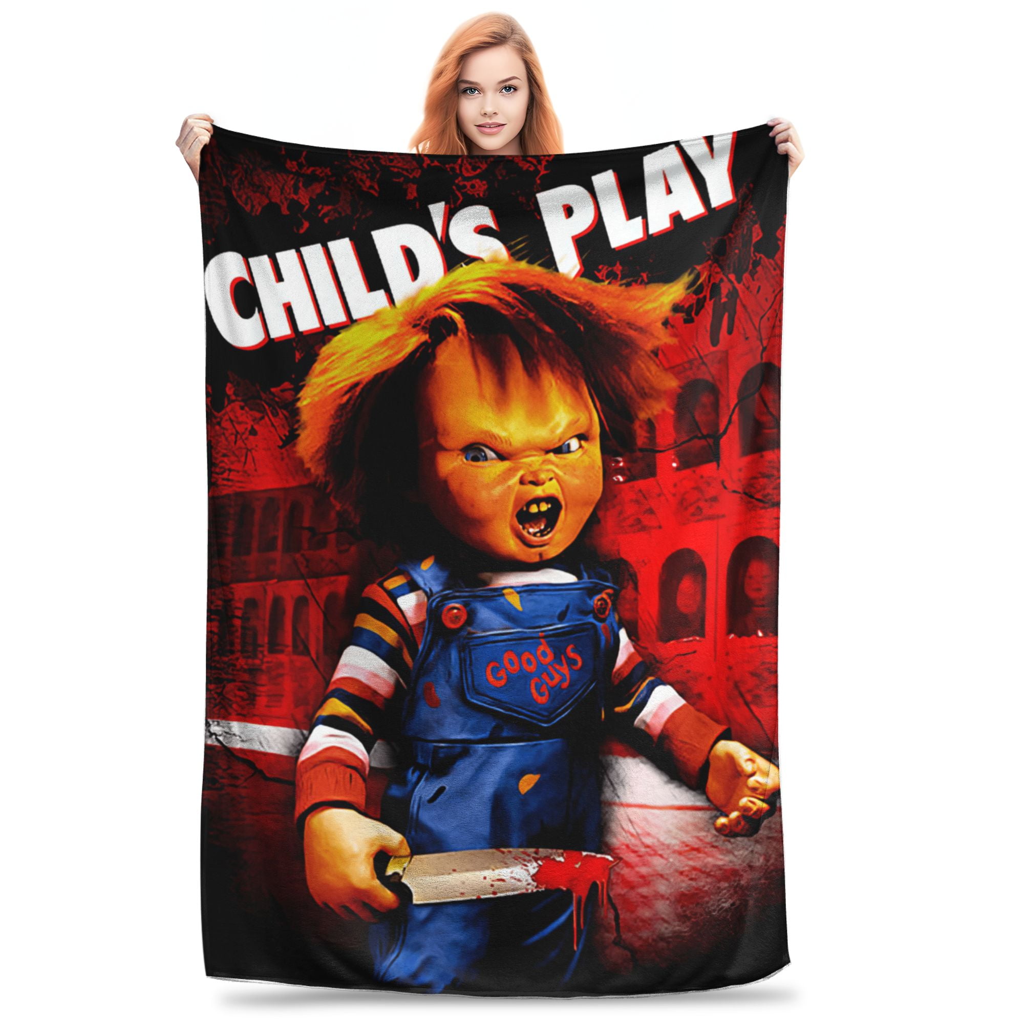 Red Chucky Doll Childs Play Blanket for Couch Bed Comfy Throw Blankets ...