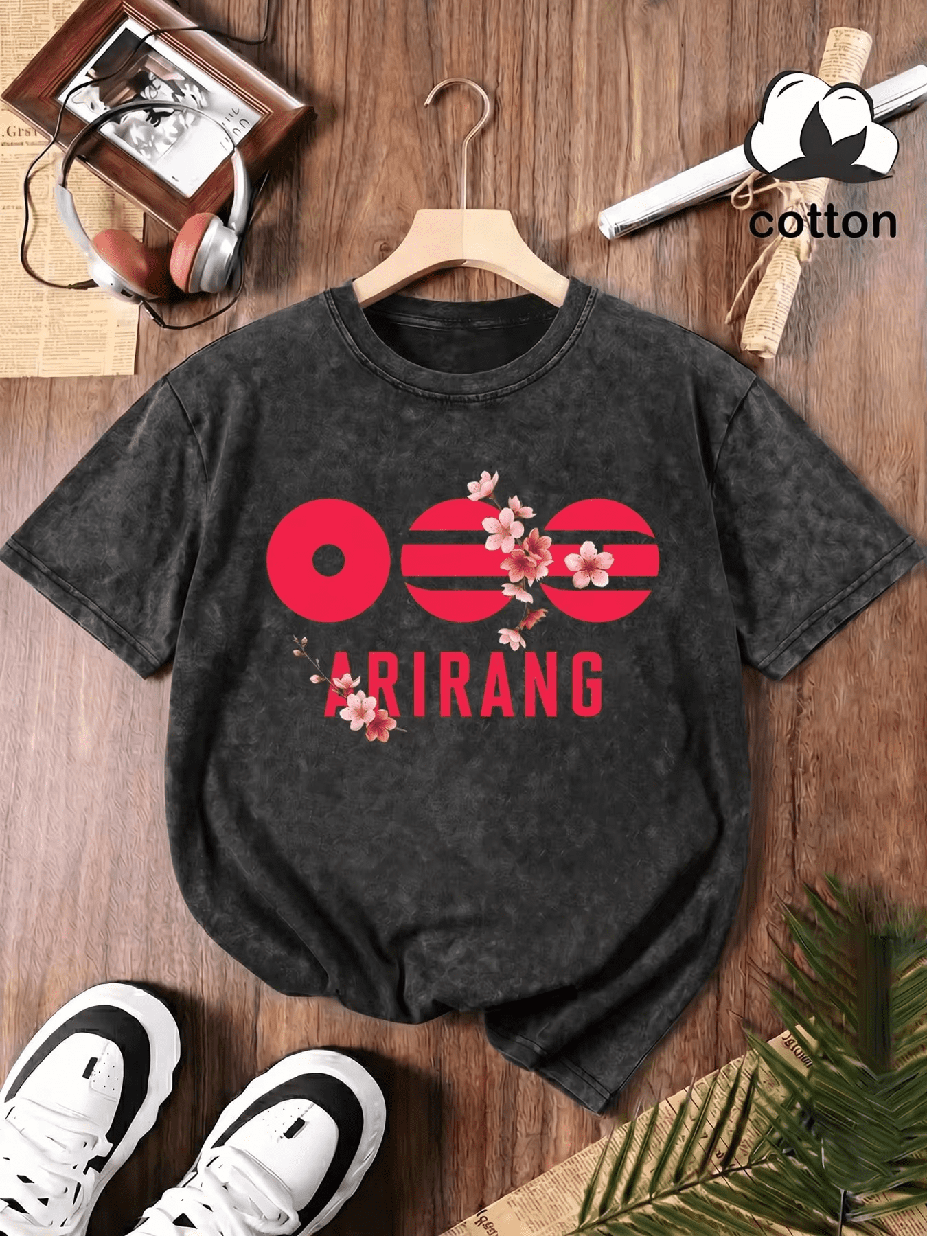 Red Circle Floral Arirang Vintage Oversized Washed Graphic High Street ...