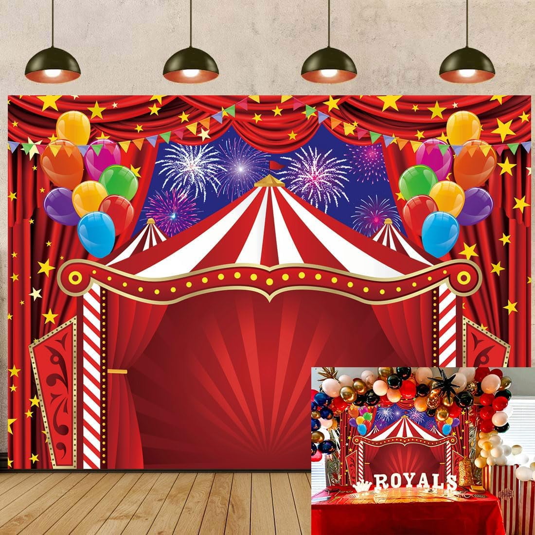 Red Circus Backdrop 7x5FT Carnival Theme Tent Photography Background ...
