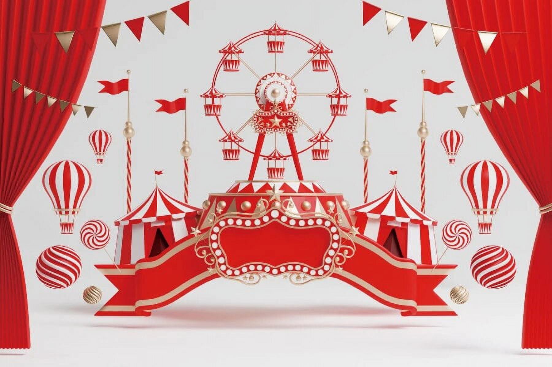 Red Circus Backdrop Children's Circus Cartoon Ferris Wheel Baby Shower ...