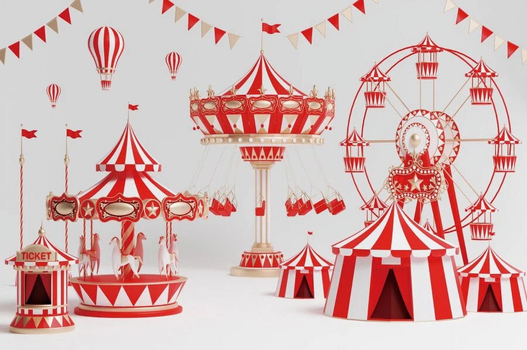 Red Circus Backdrop Children's Circus Cartoon Ferris Wheel Baby Shower ...