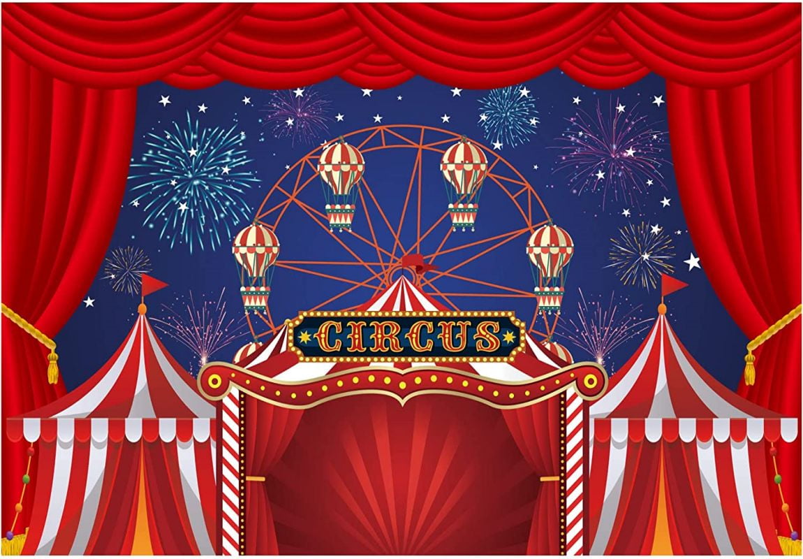 Red Circus Tent Backdrop Birthday Photography Carnival Night Theme ...