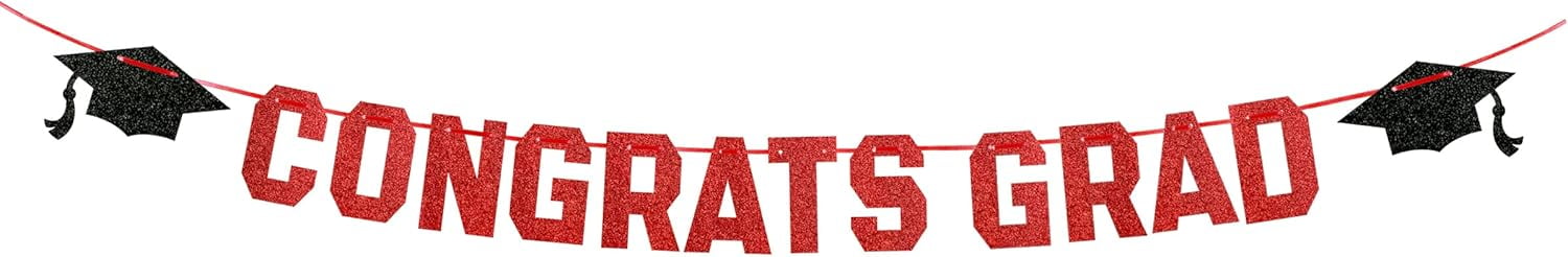 Red Class of 2025 Graduation Theme Party Decoration Banner, Congrats ...