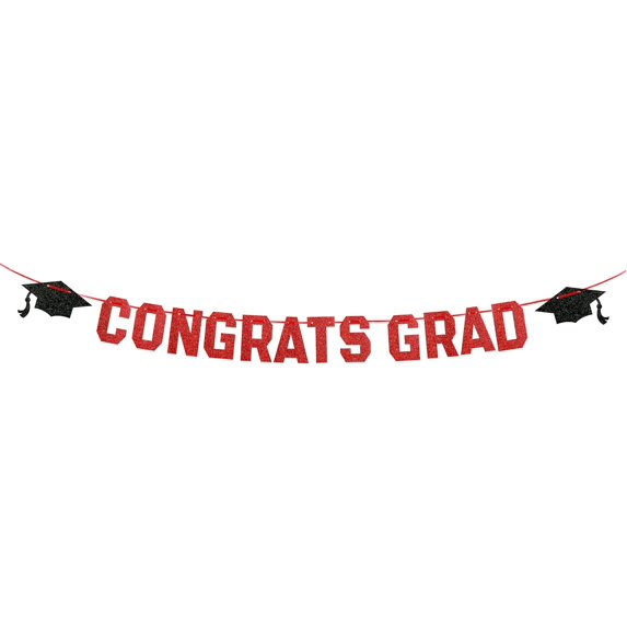 Red Class of 2025 Graduation Theme Party Decoration Banner, Congrats ...