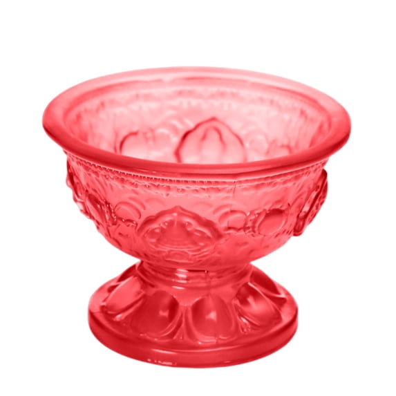 Red Classic Floral Embossed Glass Footed Serving Bowl 13oz Versatile ...